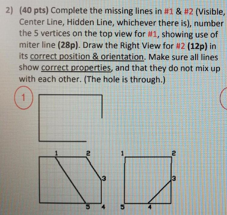 Solved 2) (40 pts) Complete the missing lines in #1 & #2 | Chegg.com