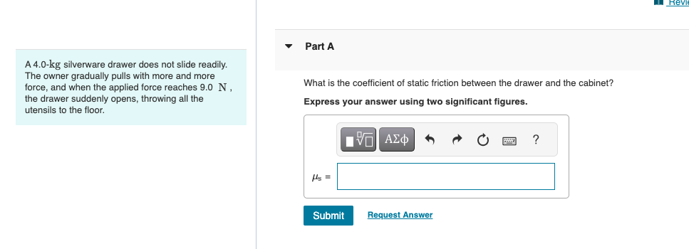 Solved A 4.0-kg silverware drawer does not slide readily. | Chegg.com