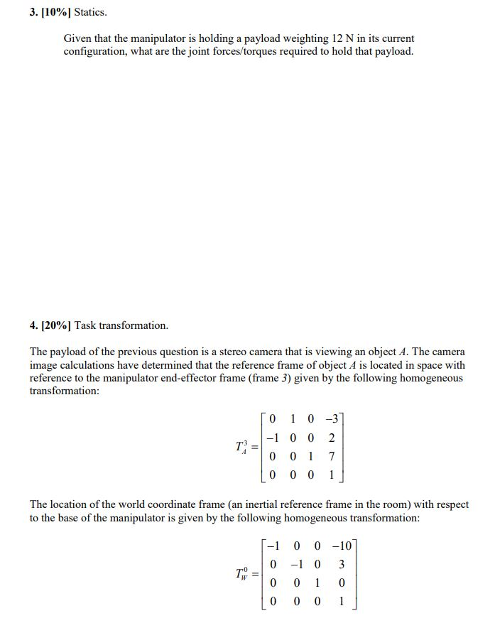 Problems 1-4 are based on the simple manipulator | Chegg.com