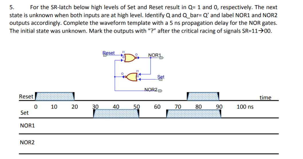 Solved 5. For the SR-latch below high levels of Set and | Chegg.com