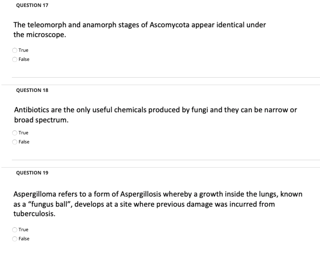Solved QUESTION 17 The teleomorph and anamorph stages of | Chegg.com