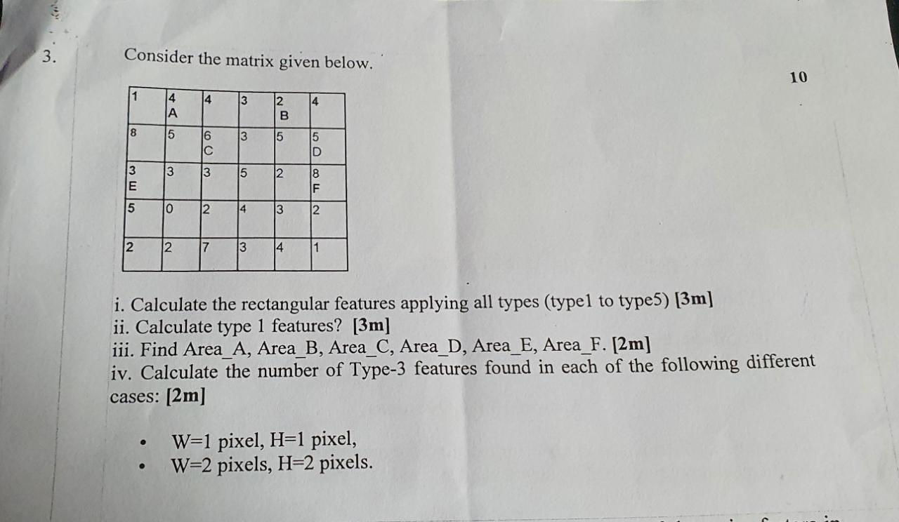 Solved Consider the matrix given below. 10 i. Calculate the | Chegg.com