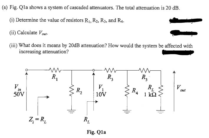 Solved (a) ﻿Fig. Q1a shows a system of cascaded attenuators. | Chegg.com