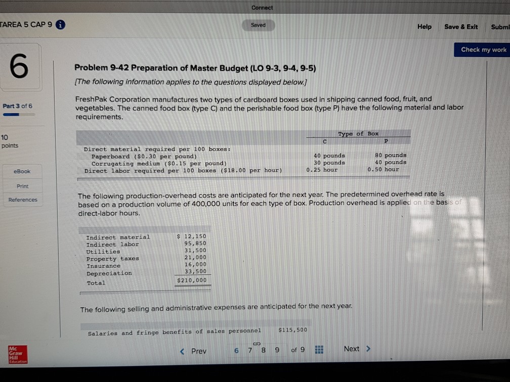 Solved Connect TAREA 5 CAP 9 6 Saved Help Save & Exit Submi | Chegg.com Solved Connect TAREA 5 CAP 9 6 Saved Help Save & Exit Submi | Chegg.com