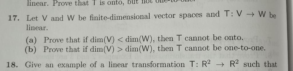 Solved 17 Let V And W Be Finite Dimensional Vector Spaces 1364