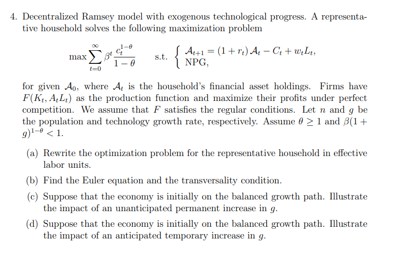 Solved Decentralized Ramsey model with exogenous | Chegg.com
