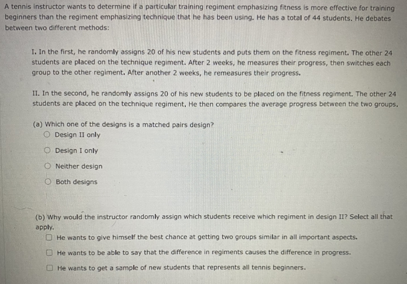 Solved tennis instructor wants to determine if a particular | Chegg.com