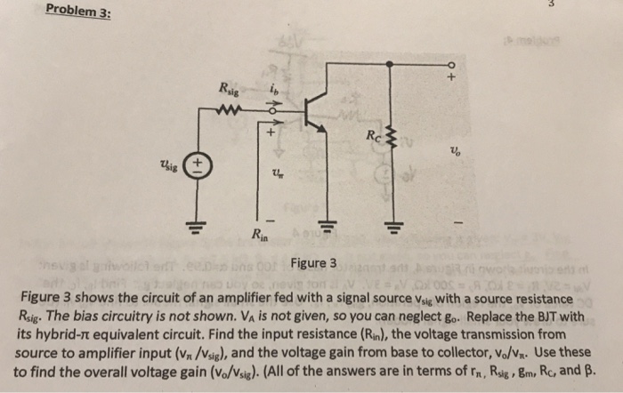 Solved Figure 3 shows the circuit of an amplifier fed with | Chegg.com