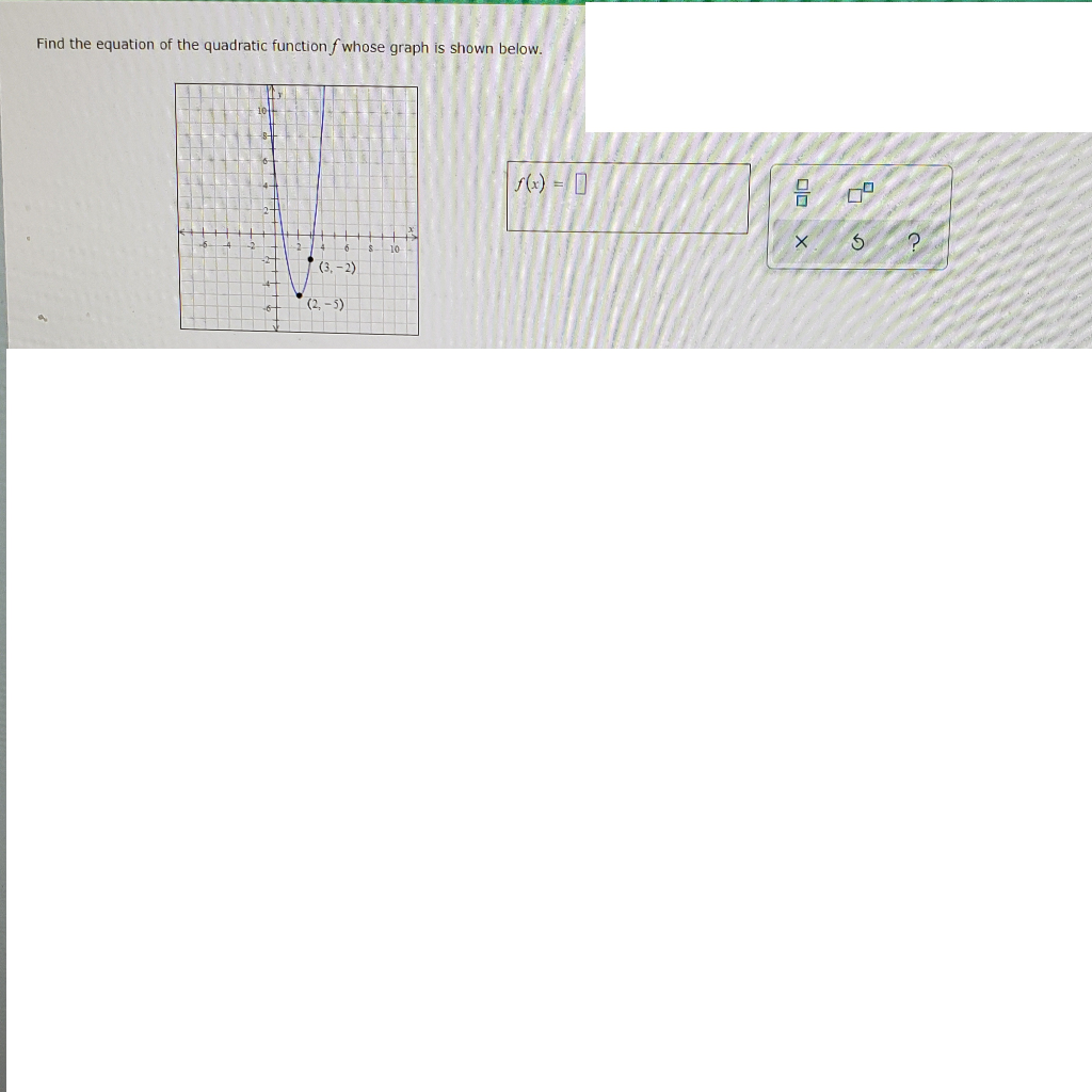 Solved Find the equation of the quadratic function f whose | Chegg.com