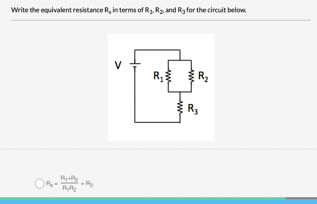 Solved Write the equivalent resistance Rs in terms of R1,R2, | Chegg.com