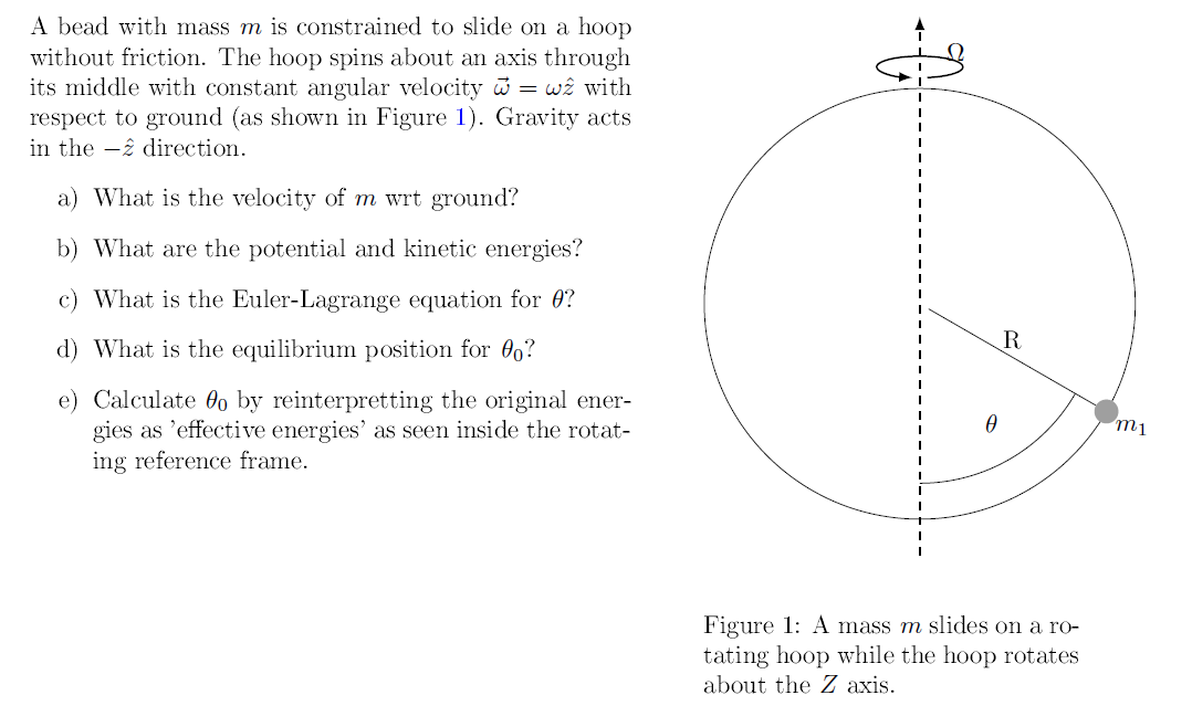 Solved A bead with mass m is constrained to slide on a hoop | Chegg.com