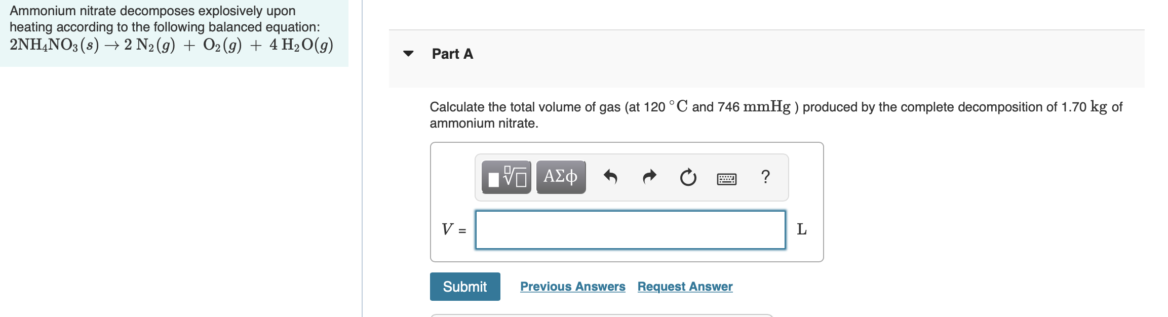 Solved Ammonium nitrate decomposes explosively upon heating | Chegg.com