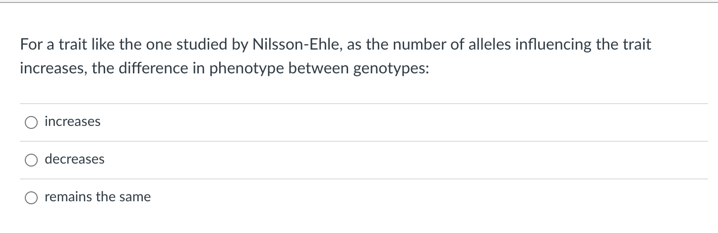 Solved For a trait like the one studied by Nilsson-Ehle, as | Chegg.com