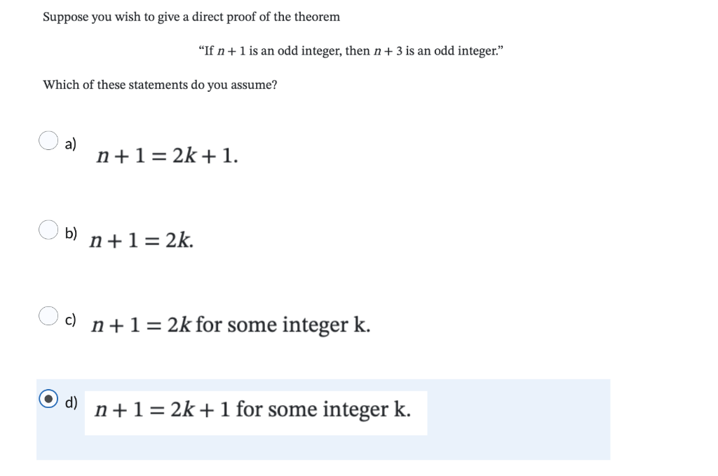 Solved Suppose you wish to give a direct proof of the | Chegg.com