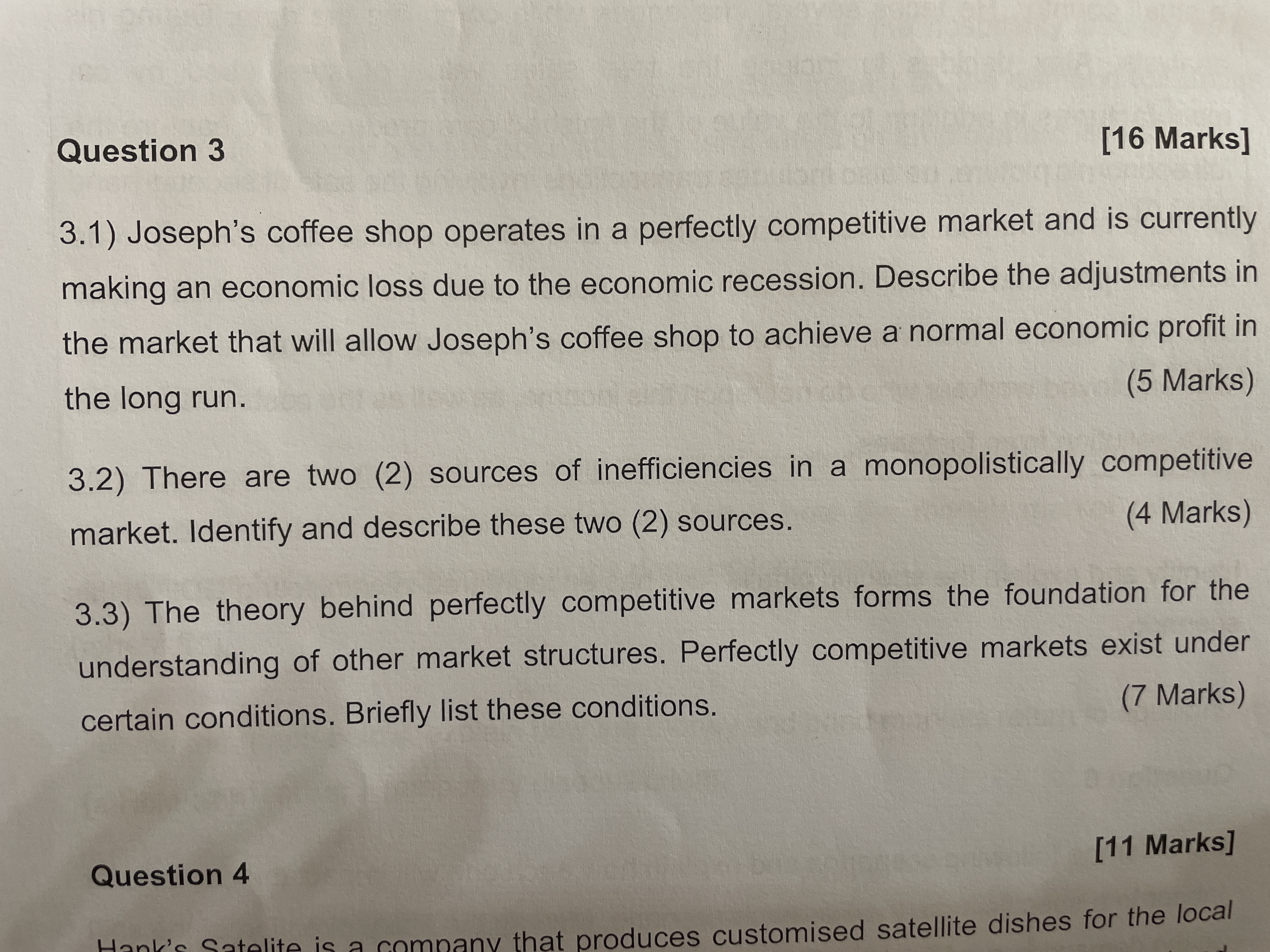 Solved Question 3 [16 ﻿Marks] 3.1) ﻿Joseph's coffee shop | Chegg.com