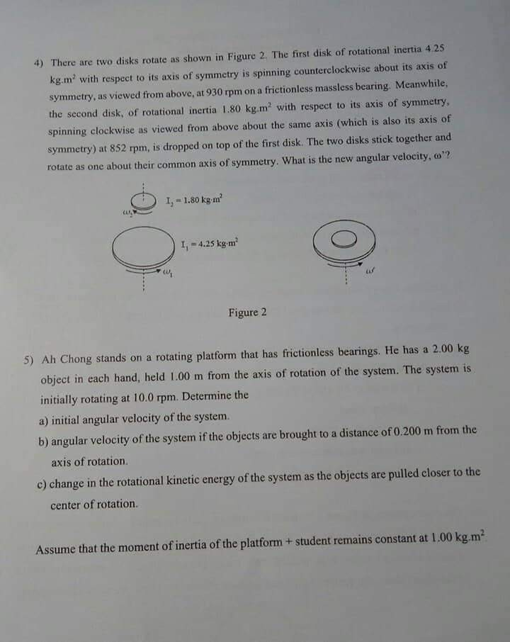Solved 4) There are two disks rotate as shown in Figure 2. | Chegg.com