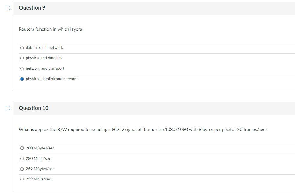 Solved Question 9 Routers function in which layers O data | Chegg.com