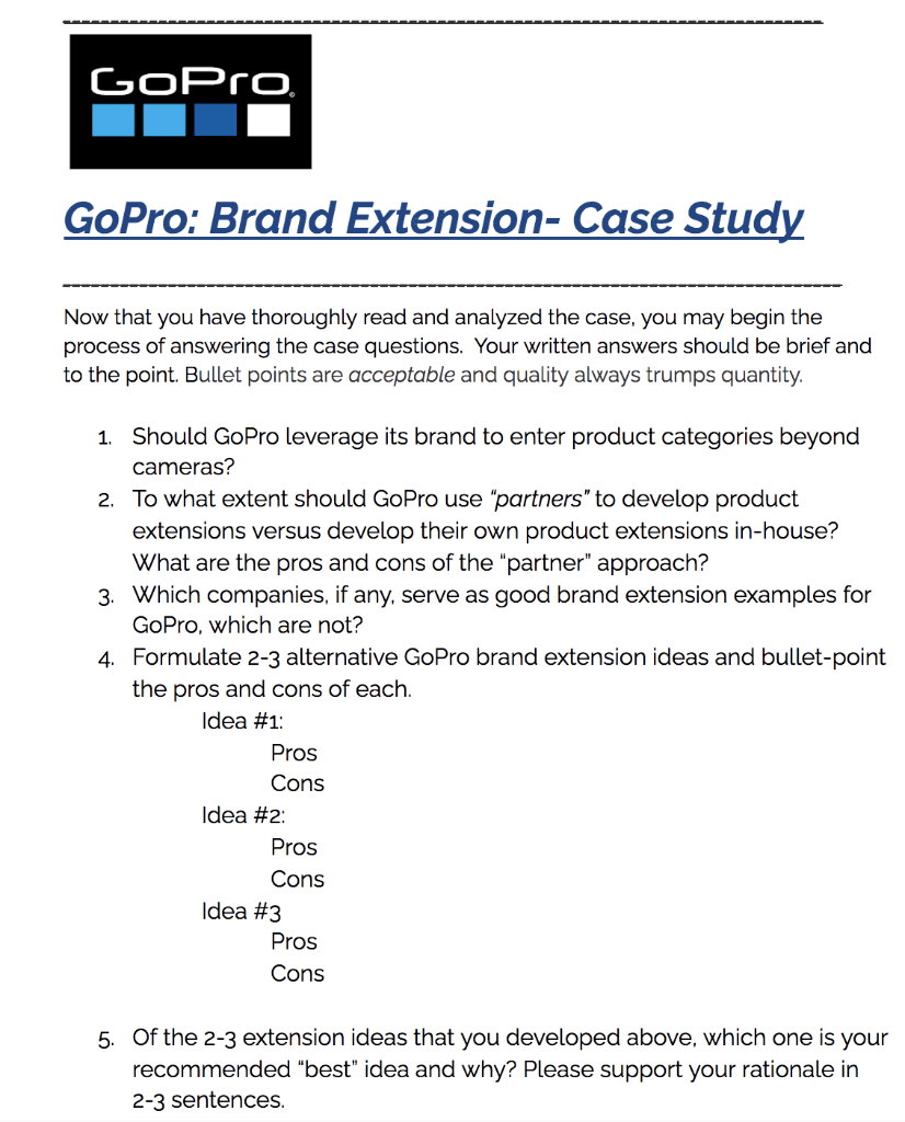 Solved GOPro. GoPro: Brand Extension- Case Study Now that | Chegg.com