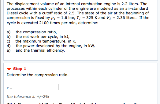 Solved The displacement volume of an internal combustion | Chegg.com
