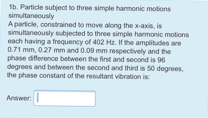 Solved 1b. Particle subject to three simple harmonic motions | Chegg.com