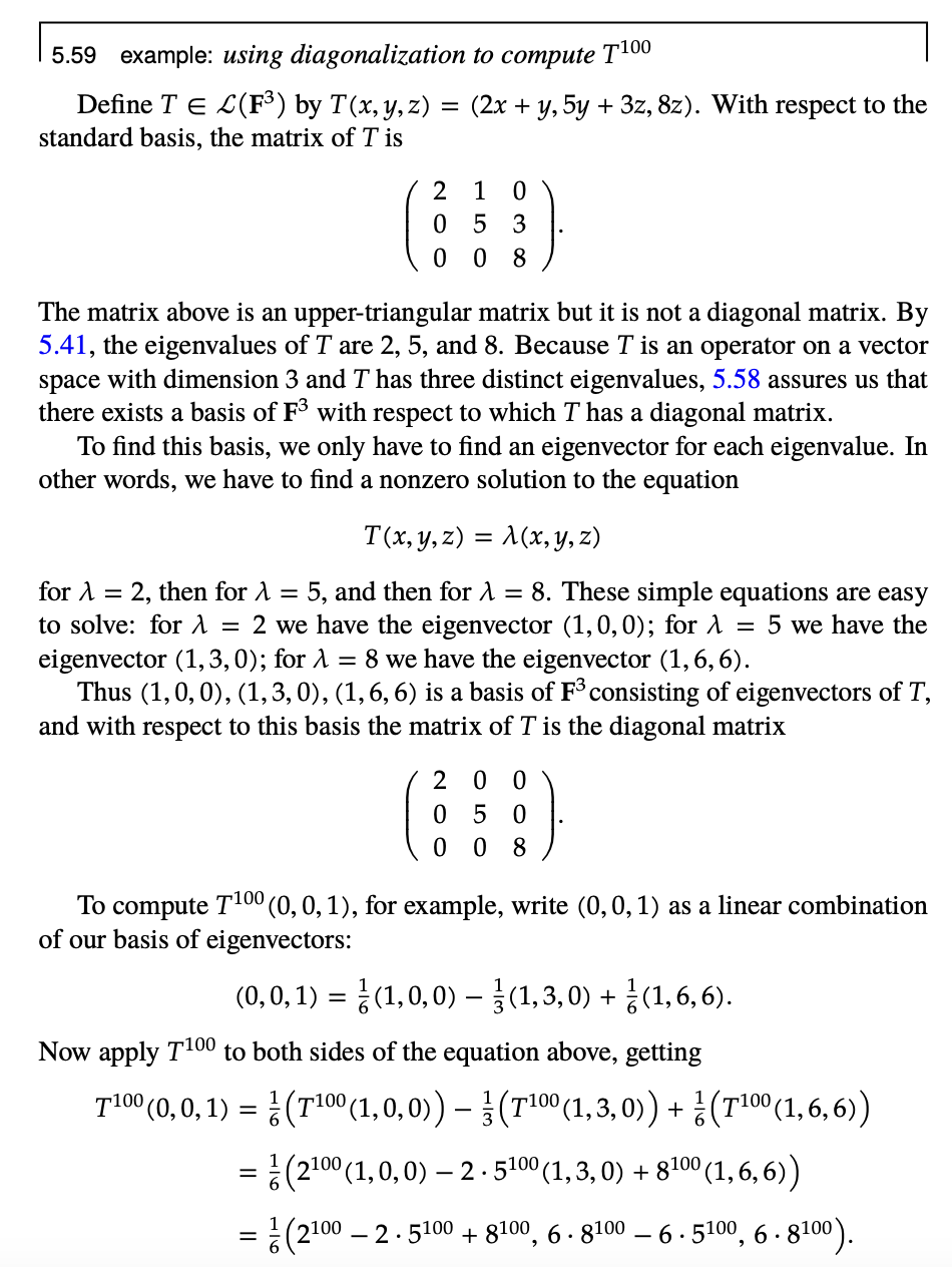 Solved 5.59 example: using diagonalization to compute T100 | Chegg.com