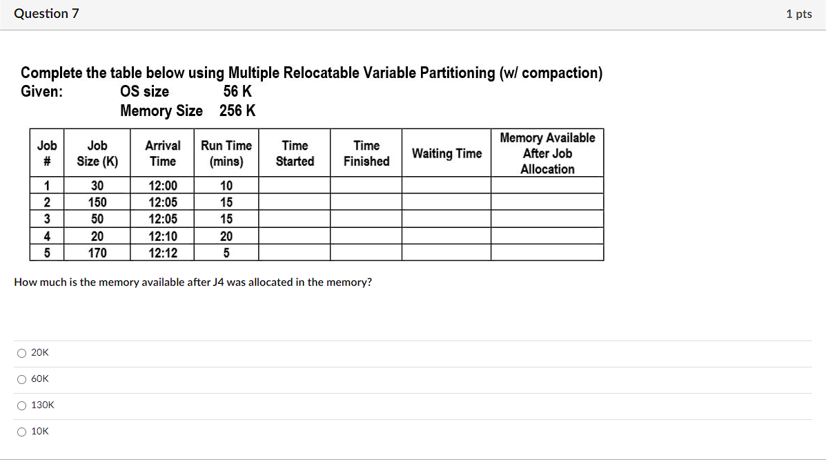 Solved Complete the table below using Multiple Relocatable | Chegg.com