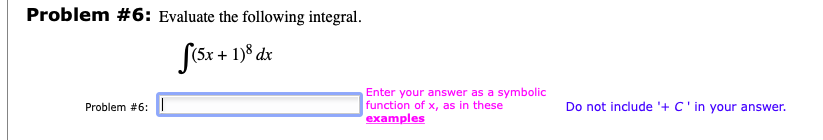 Solved Problem #6: Evaluate the following integral. [(5x + | Chegg.com