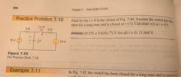 Solved 276 Chapter 7 First-Order Circuits Practice Problem | Chegg.com