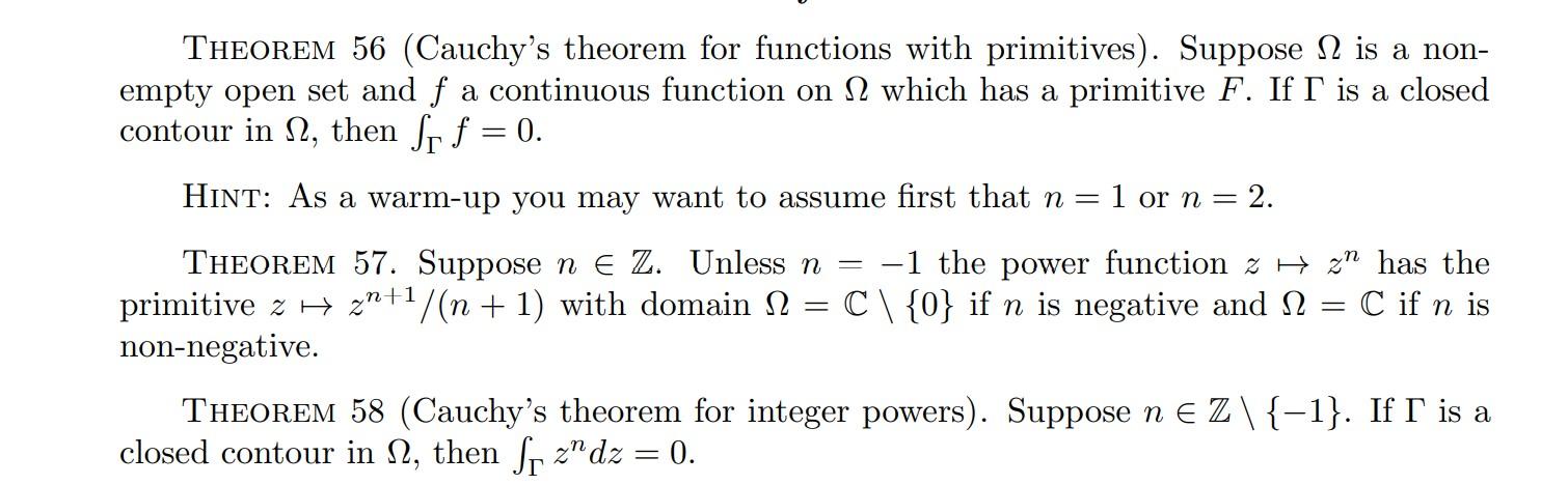 Solved THEOREM 56 (Cauchy's theorem for functions with | Chegg.com