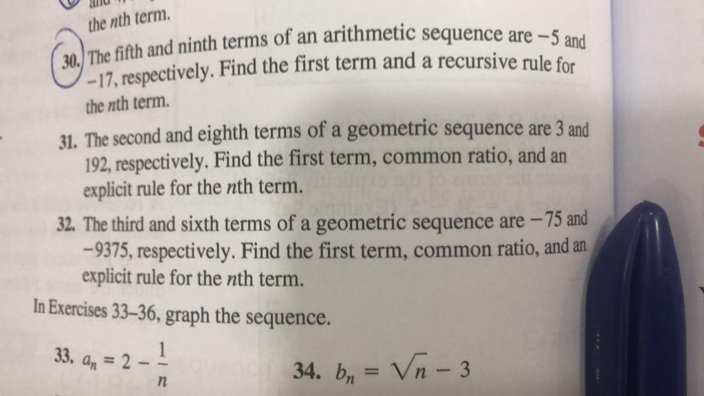 Solved the nth term 30.) The fifth and ninth terms of an | Chegg.com