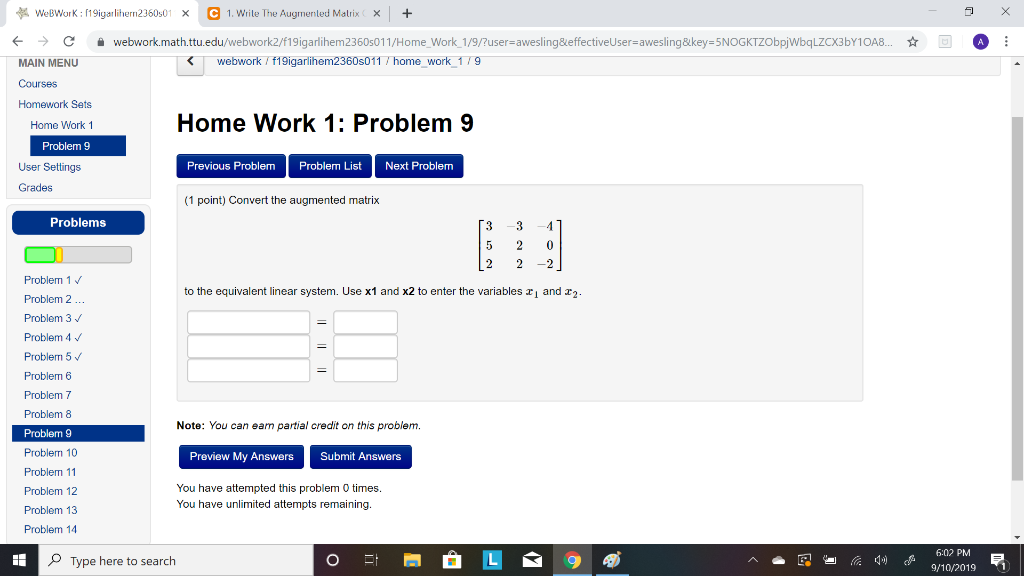 Solved WeBWorK: 19igarlitem2360s01 X C 1. Wrile The | Chegg.com