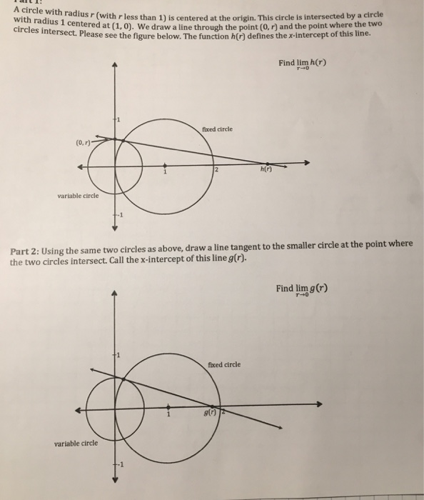 Solved A circle with with radius 1 radius r (with r less | Chegg.com