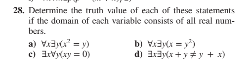 Solved 28. Determine the truth value of each of these | Chegg.com