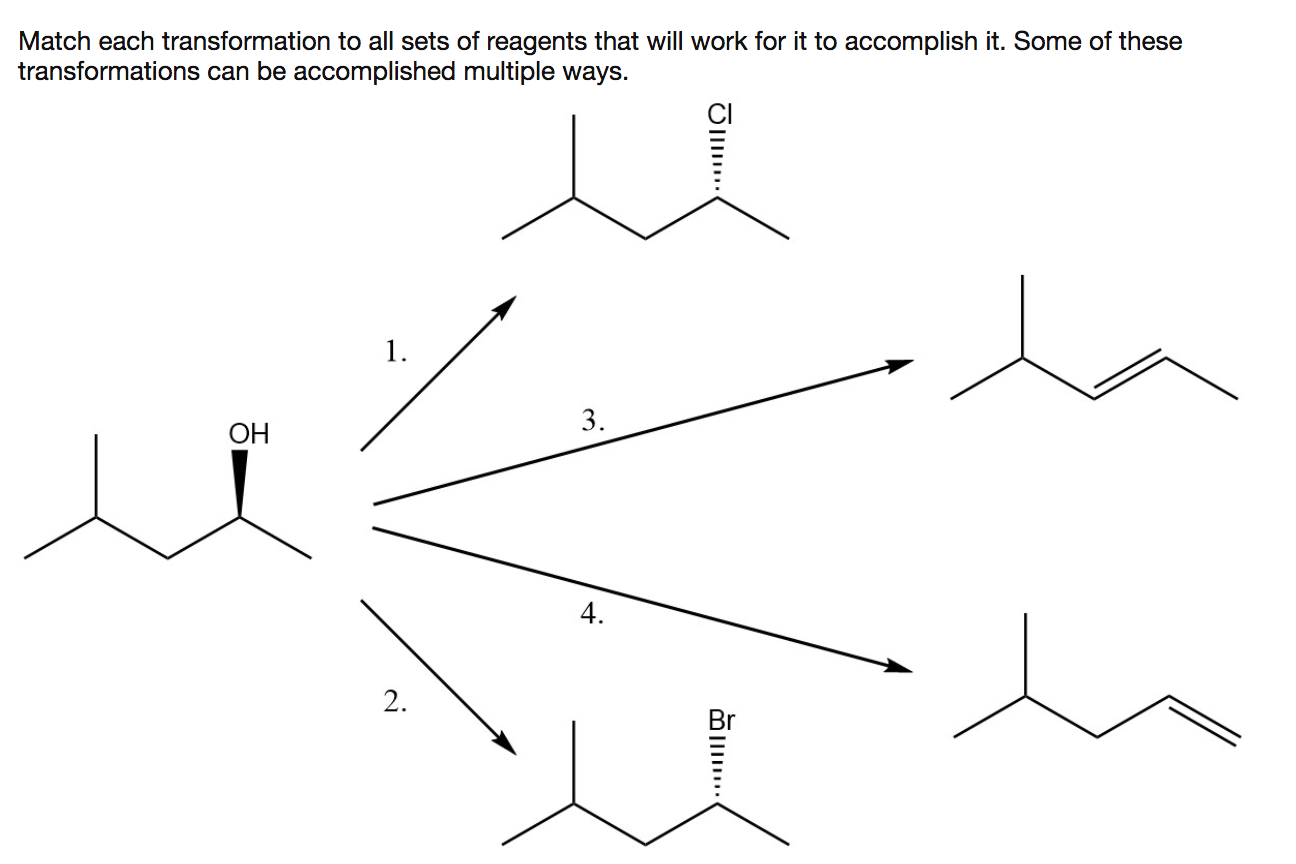 Solved Match each transformation to all sets of reagents | Chegg.com