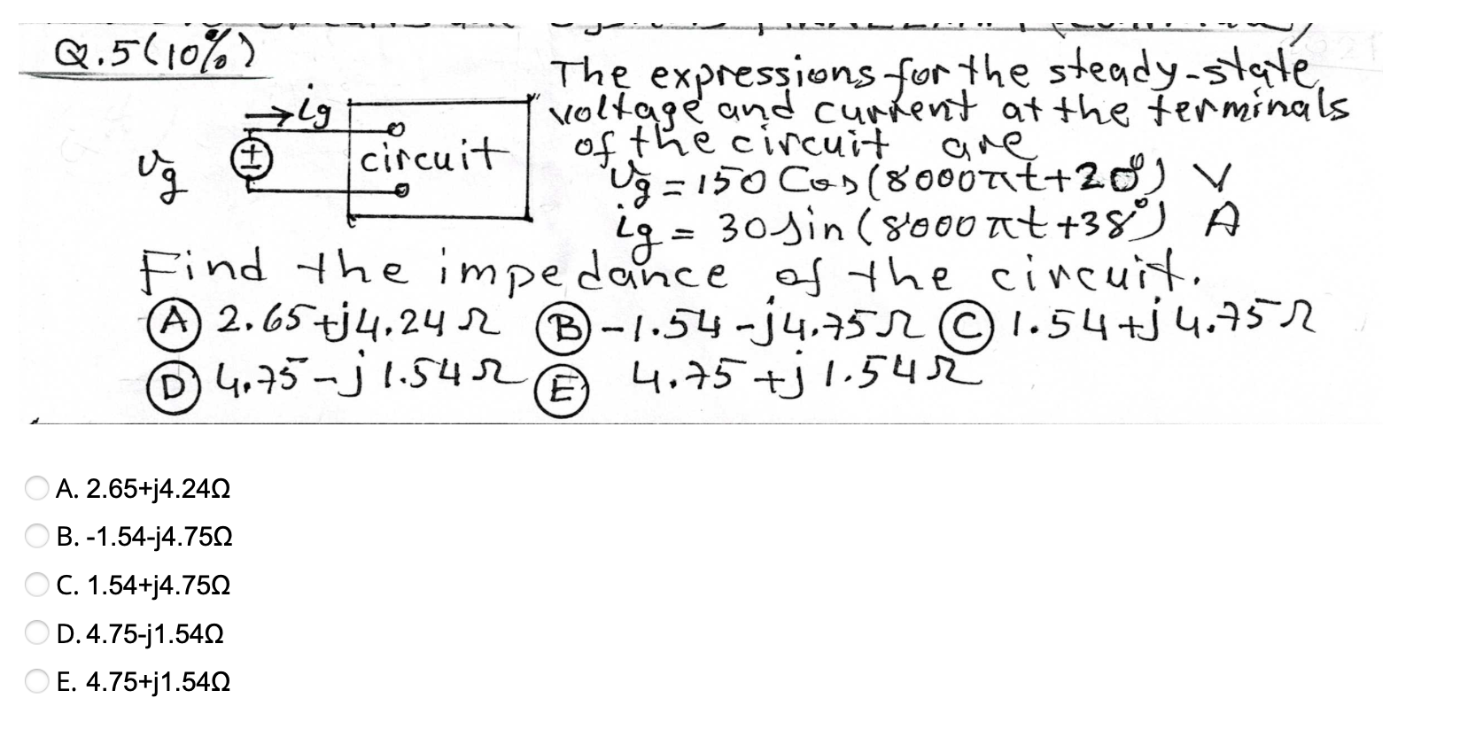 Solved Q.5(10%) The expressions for the steady-state voltage | Chegg.com