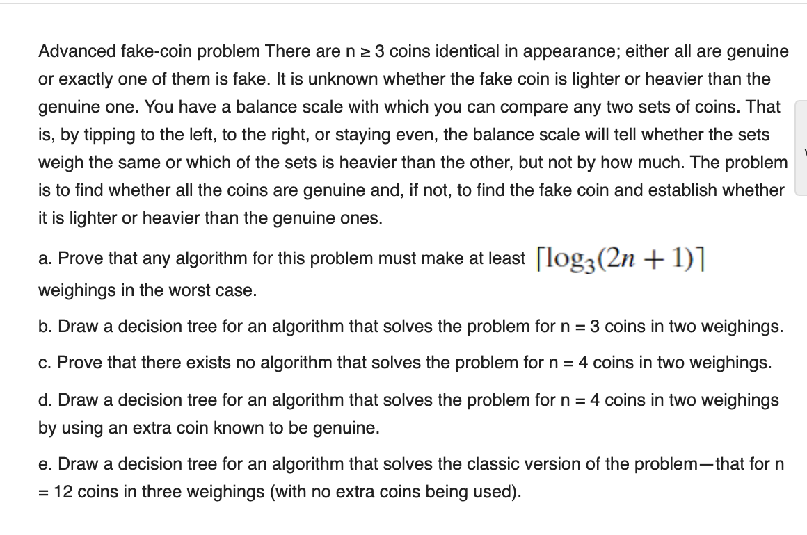 Solved Advanced fake-coin problem There are n 23 coins | Chegg.com