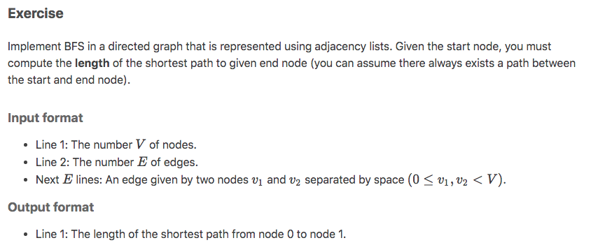 Solved Exercise Implement BFS in a directed graph that is | Chegg.com