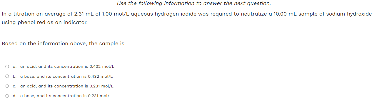 Solved Use the following information to answer the next | Chegg.com