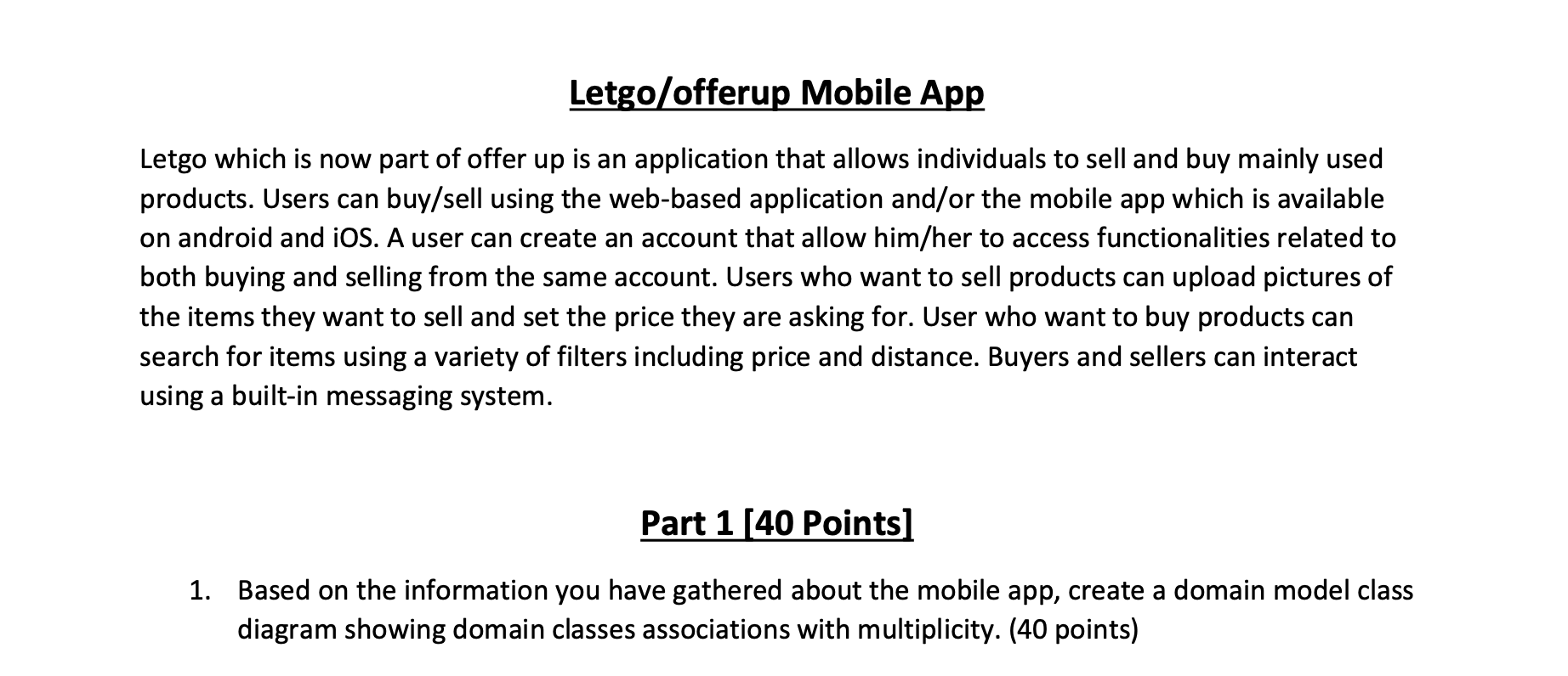 Solved Letgo/offerup Mobile App Letgo which is now part of | Chegg.com