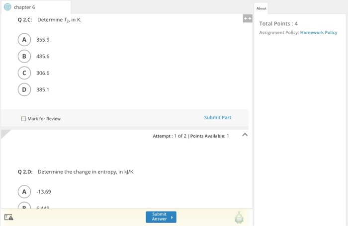 Solved chapter 6 Answered 0/4 Q2: One-quarter kmol of oxygen | Chegg.com