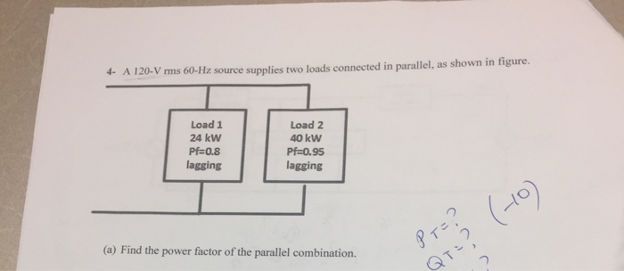 Solved 4- A 60-Hz supplies two loads connected in parallel, | Chegg.com