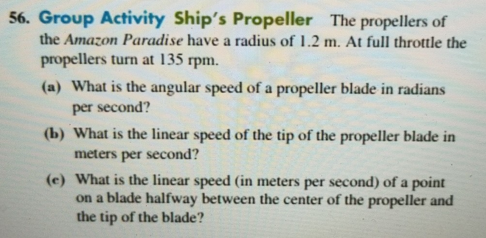 Solved 56. Group Activity Ship's Propeller The propellers of | Chegg.com