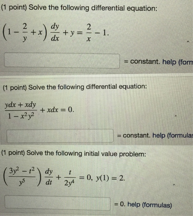 Solved Solve the following differential equation: | Chegg.com