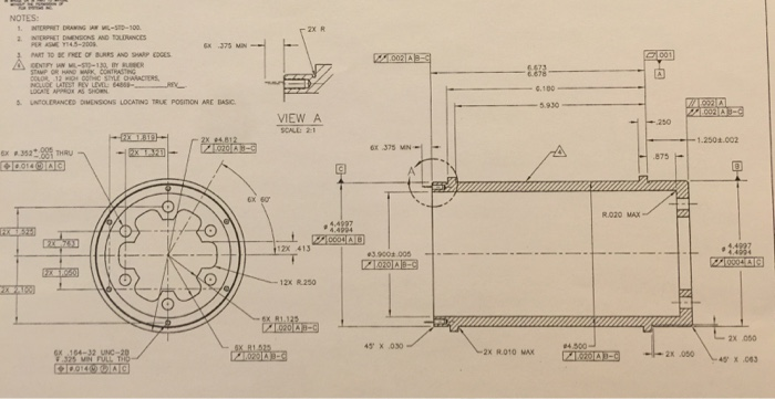Solved NOTES 833 G.100 UNTOLERANCED DMENSIONS LOCATING TRUE | Chegg.com