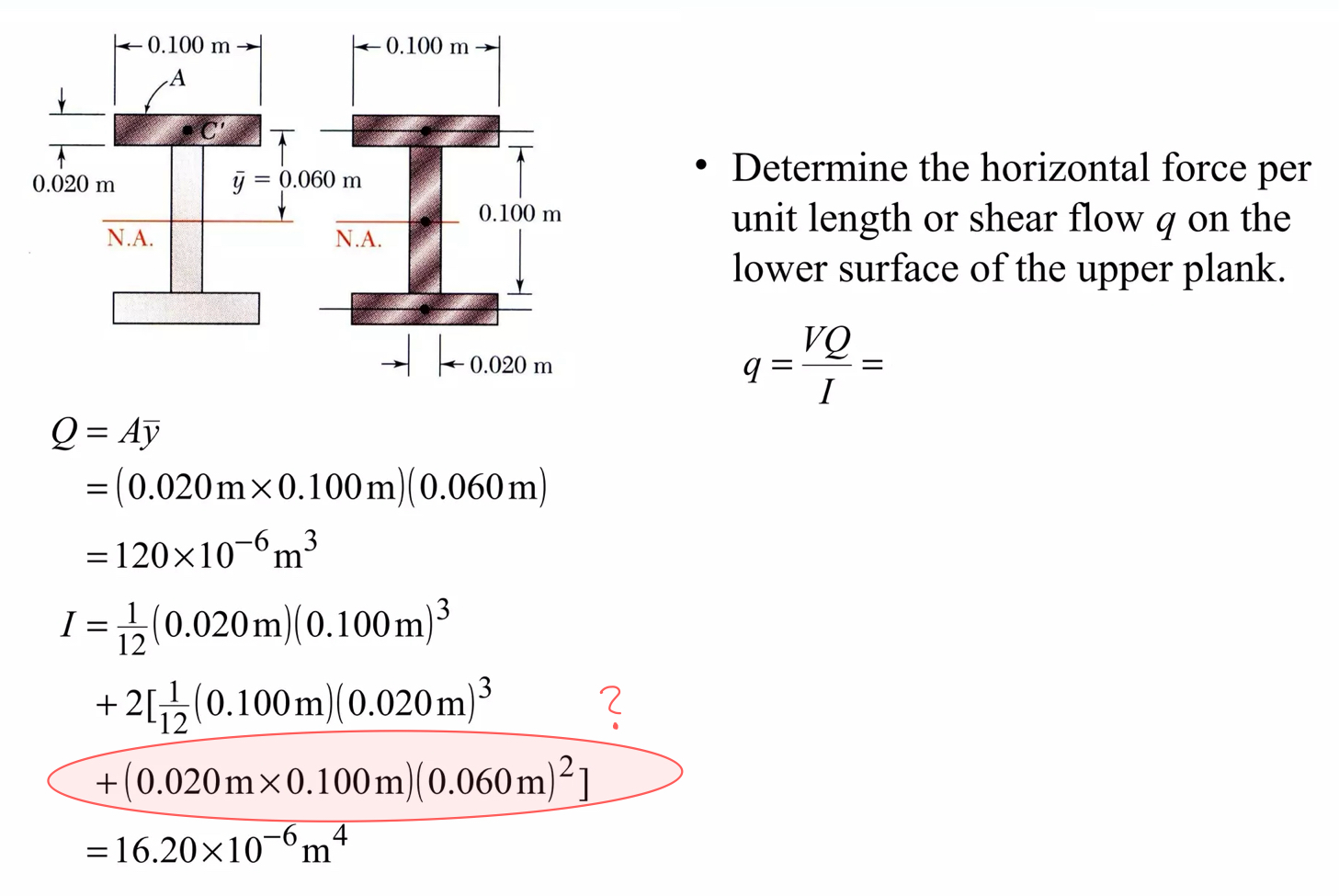 Solved I understand that I=1/12 * ﻿bh^3 ﻿but I do not know | Chegg.com