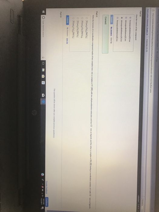 Solved Part C Write the formula of a coordination compound | Chegg.com