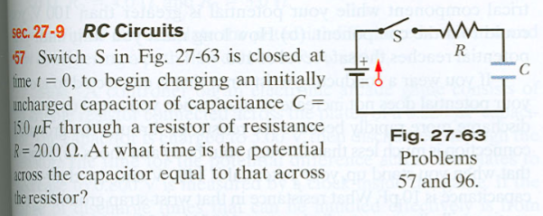Solved oso R С sec. 27-9 RC Circuits 57 Switch S in Fig. | Chegg.com