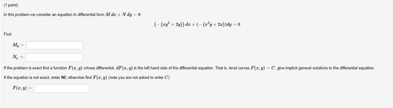 Solved (1 ﻿point)In this problem we consider an equation in | Chegg.com