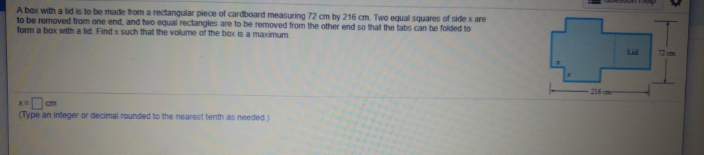 Solved A box with a lid is to be made from a rectangular | Chegg.com