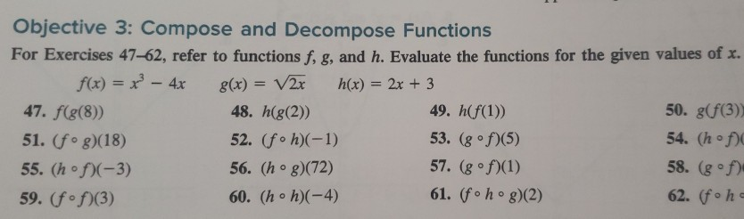 Solved Objective 3 Compose And Decompose Functions For 0667